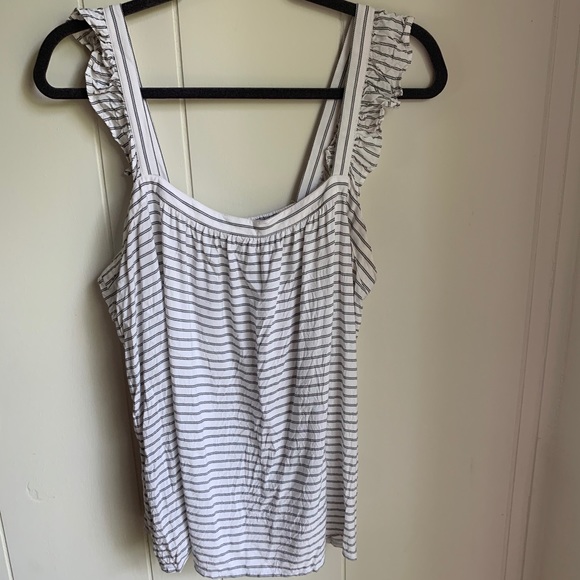 LOFT | Tops | Loft Square Neck Ruffle Sleeved Tank | Poshmark
